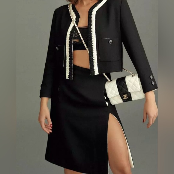 CHANEL | Skirts | Authentic Chanel Black Side Split Skirt | Poshmark
